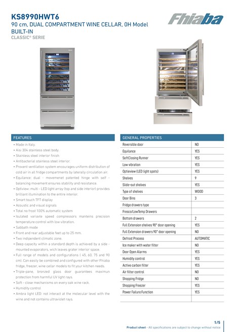 CLASSIC 90 - KS8990HWT | Wine cooler Classic Collection By FHIABA