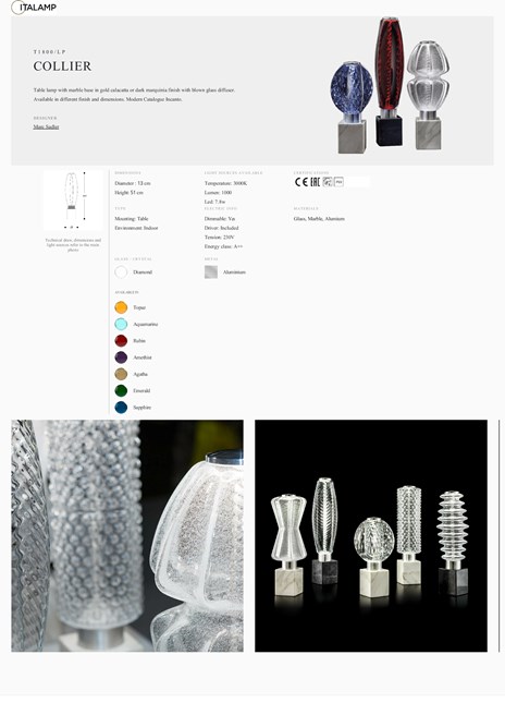 COLLIER T1800/LP5 | Table lamp By Italamp design Marc Sadler