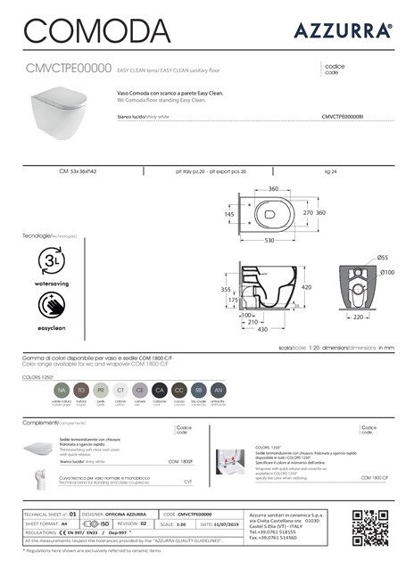 Wc in ceramica COMODA | Wc - Azzurra Ceramica - Edilportale