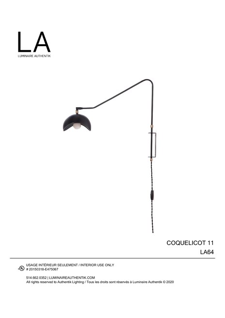 Direct light wall lamp COQUELICOT 11-LA64 Scandinave Collection By ...