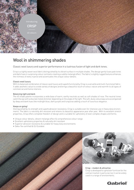 Wool upholstery fabric CRISP By Gabriel