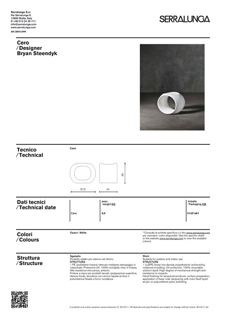 CERO MOLESKIN Stool By Serralunga