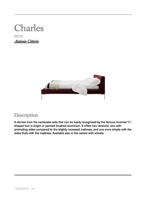 CHARLES Fabric double bed with upholstered headboard By B&B Italia ...