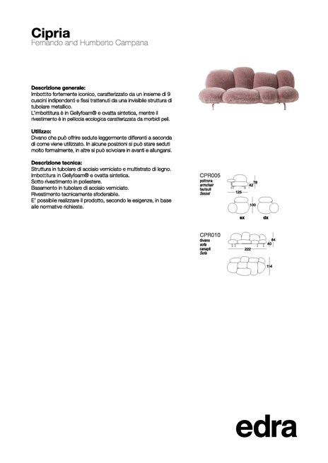 CIPRIA Divano in pelliccia ecologica By edra | design Estudio Campana