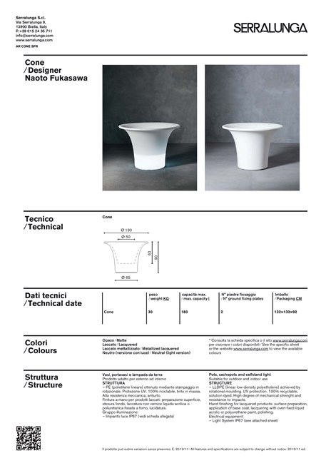 CONE Garden vase By Serralunga | design Naoto Fukasawa