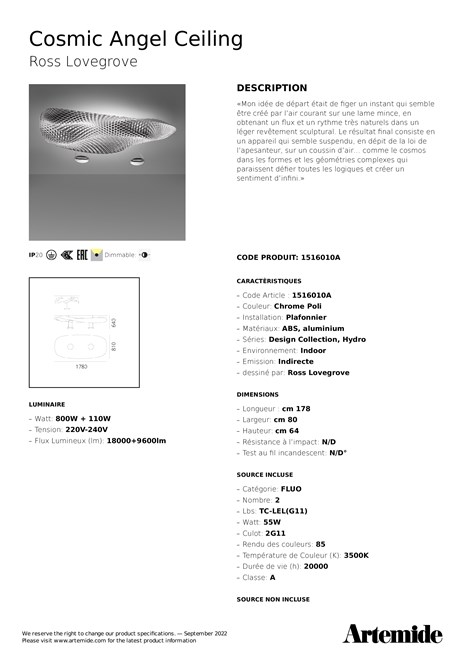 COSMIC ANGEL Lampe de plafond en aluminium By Artemide | design Ross ...