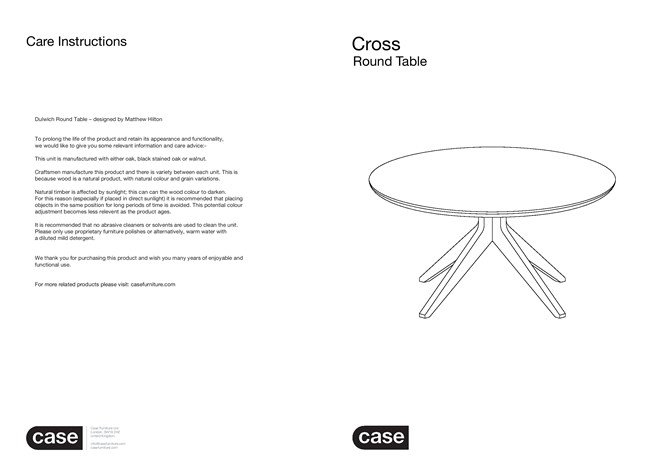 CROSS Round oak table By Case | design Matthew Hilton