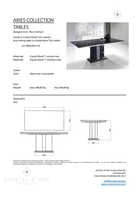 ARIES | Table Aries Collection By Crystal Stone® design Piero Emiliani