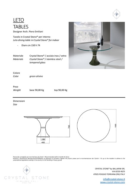 LETO | Table By Crystal Stone® design Piero Emiliani
