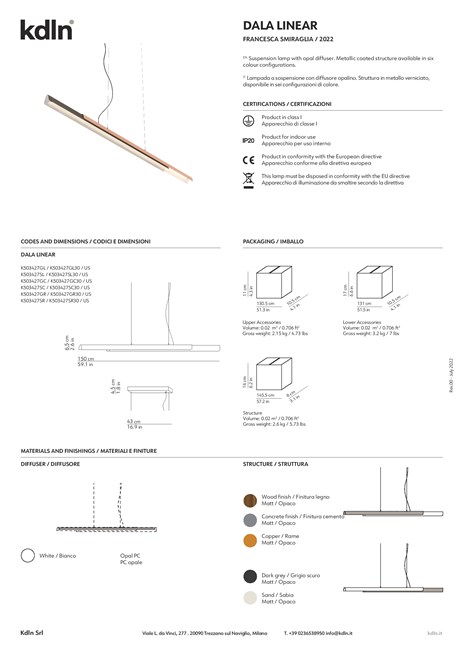 DALA LINEAR LED pendant lamp By KDLN | design Francesca Smiraglia