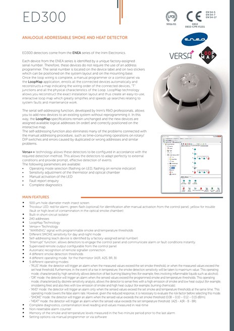 Smoke and Heat detector ED300 Enea Collection By INIM ELECTRONICS