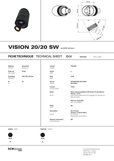 VISION 20/20 LED wall-mounted spotlight By DCWéditions