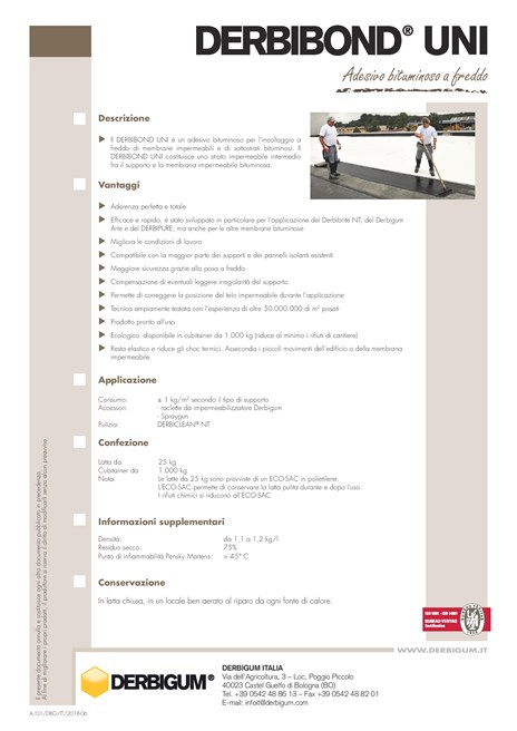 Membrana prefabbricata bituminosa DERBIBOND UNI - Derbigum - Edilportale