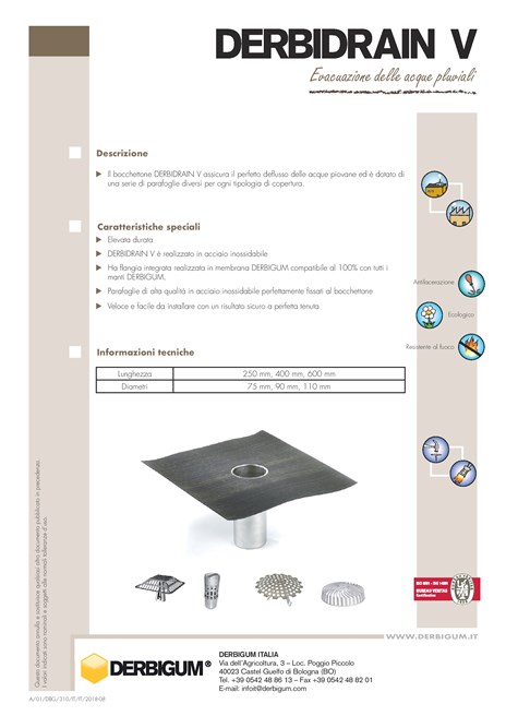 DERBIDRAIN V Bocchettone per il deflusso delle acque piovane By Derbigum