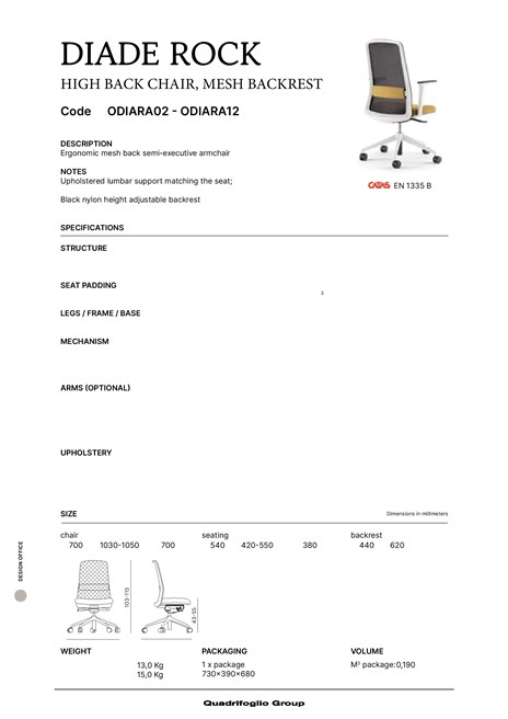 DESIGN OFFICE Swivel office chair with castors By Quadrifoglio Group ...