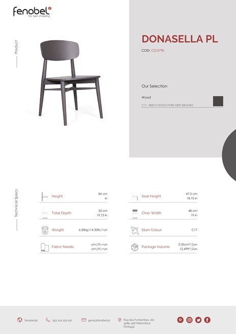 Wooden chair DONASELLA PL Donasella Collection By Fenabel design Aitor García de Vicuña