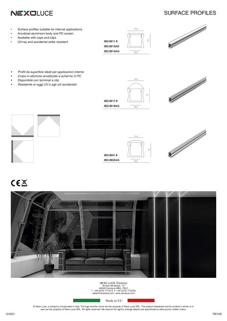 Floor wall-mounted semi-inset aluminium linear lighting profile ...