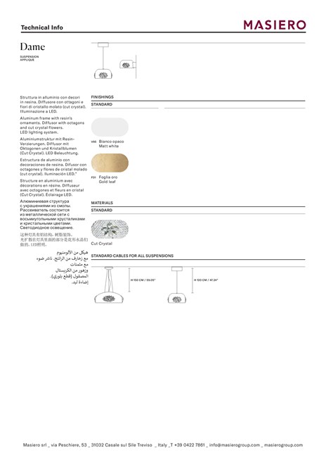 LED aluminium pendant lamp DAME S80 Dame Collection By Masiero