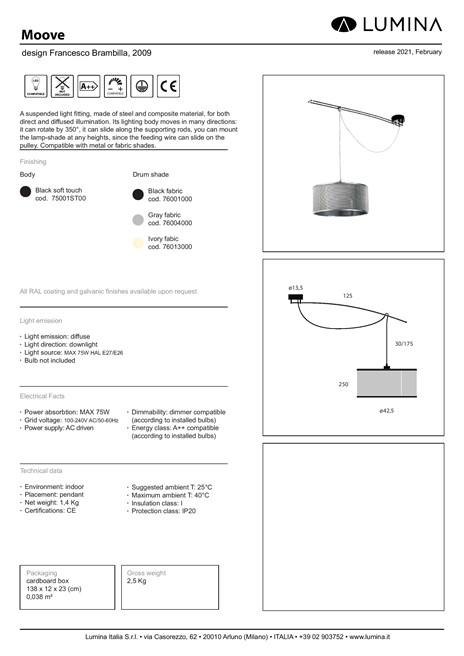 LED suspension lamp with metal mesh lampshade MOOVE MONO Moove ...