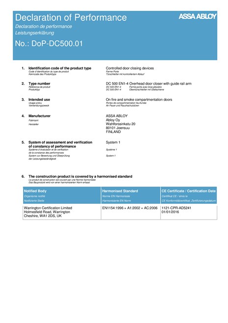 Chiudiporta aereo DC500 By ASSA ABLOY Opening Solutions