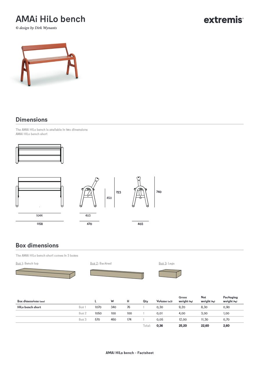 AMAi HiLo bench Gartenbank By Extremis | design Dirk Wynants