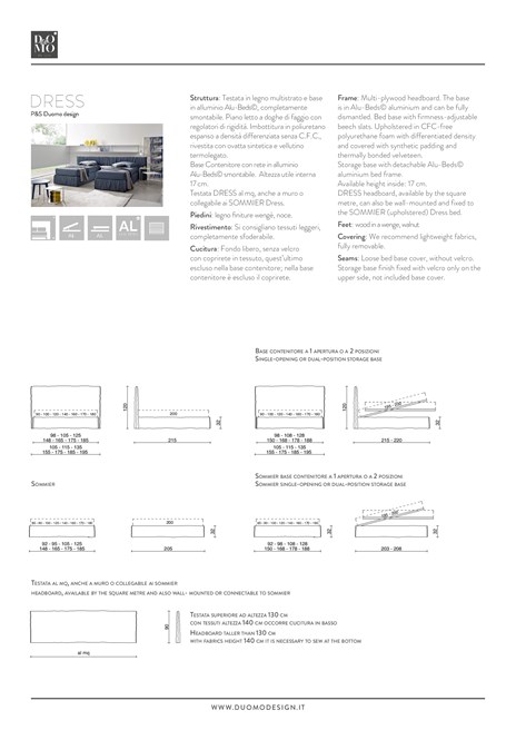 DRESS Upholstered single bed By Duomo Design