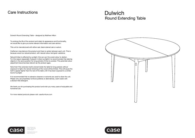 DULWICH Extending round walnut table By Case | design Matthew Hilton