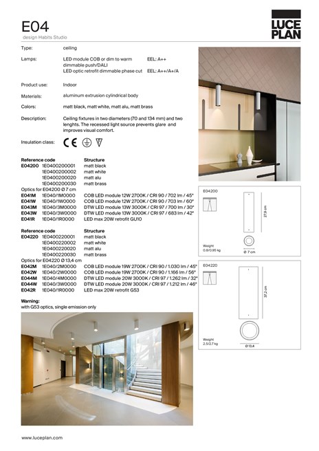 E04 | Ceiling lamp e04 Collection By LUCEPLAN design Habit(s)