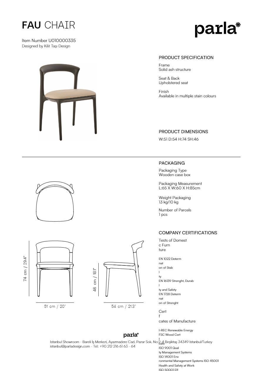 FAU Chair By PARLA | design Kilit Taşı
