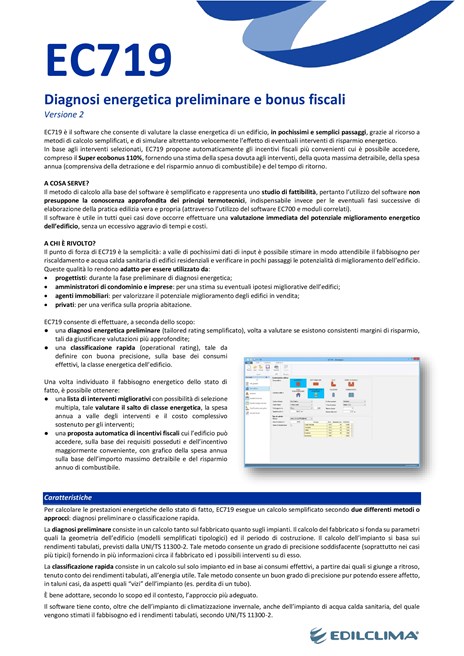 Certificazione energetica (L.10 91, DLgs 311 06) EC719 Diagnosi energetica preliminare ...