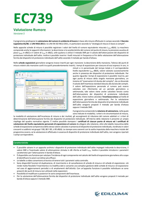 Rischio Rumori e Vibrazioni (DLgs 195 06) EC739 VALUTAZIONE RUMORE (DLgs 81/08) - EDILCLIMA