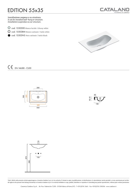 EDITION | Lavabo sospeso Collezione Edition By CERAMICA CATALANO
