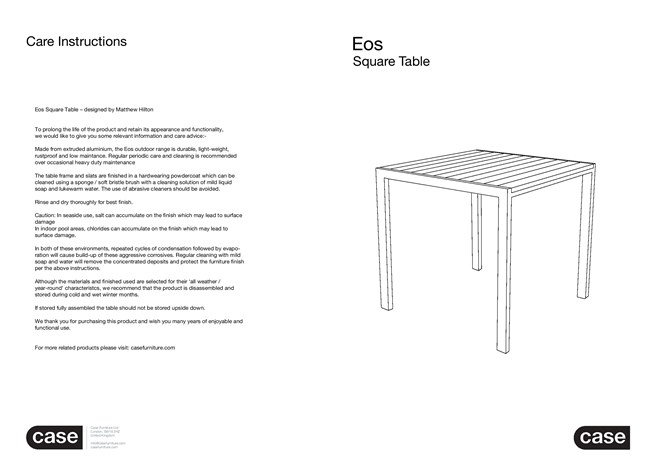 EOS | Tavolo quadrato By Case design Matthew Hilton