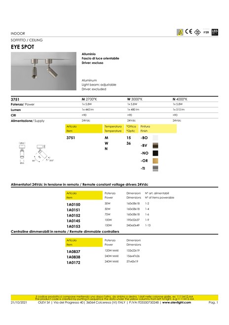 EYE 35 24V LED adjustable ceiling spotlight By Olev | design Filippo ...