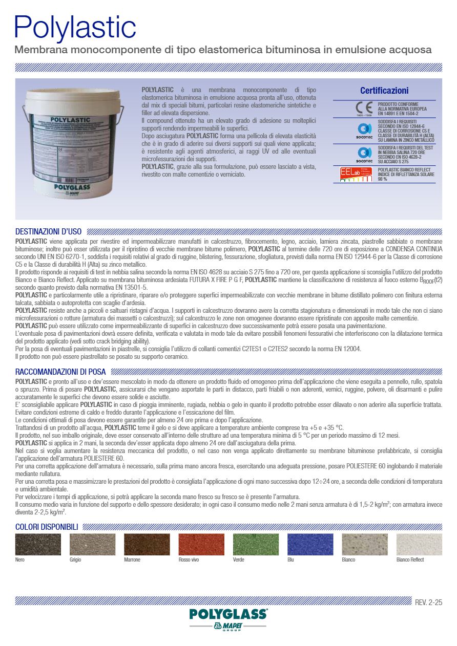 Impermeabilizzazione liquida POLYLASTIC - POLYGLASS - Edilportale