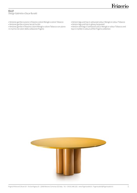ELLY | Round table Round laquered table By Frigerio | design Gabriele ...
