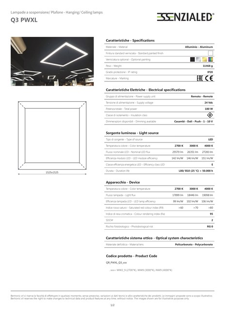 PWXL QR Luminária pendente LED de alumínio By Essenzialed