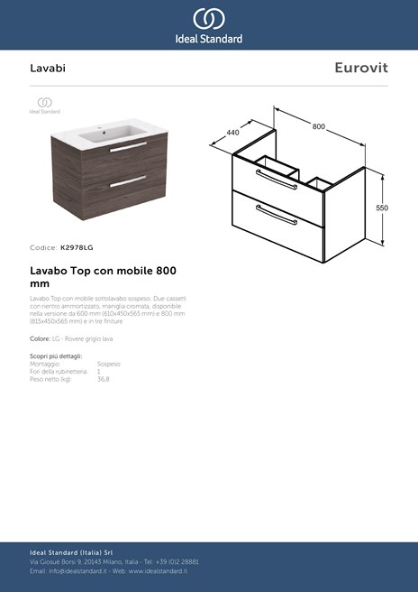 EUROVIT - K2978 Mobile lavabo By Ideal Standard