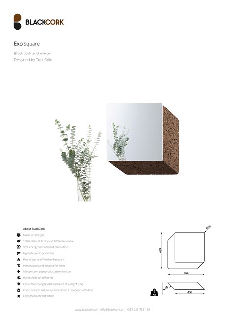 EXO | Square mirror By BlackCork design Toni Grilo