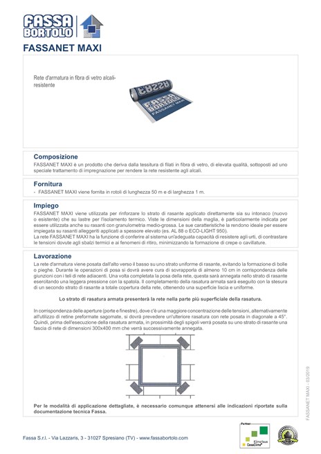 Rete d'armatura in fibra di vetro alcaliresistente FASSANET MAXI ...