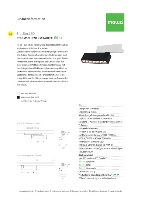 FBL 12 illuminazione a binario By Mawa Design design Jan Dinnebier