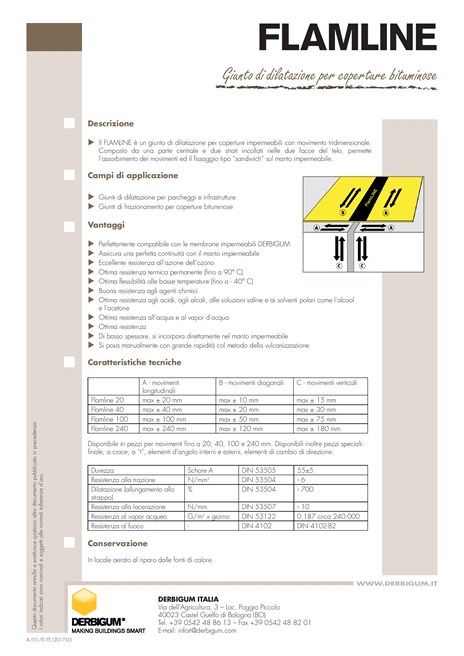 FLAMLINE Giunto di dilatazione per coperture impermeabili By Derbigum