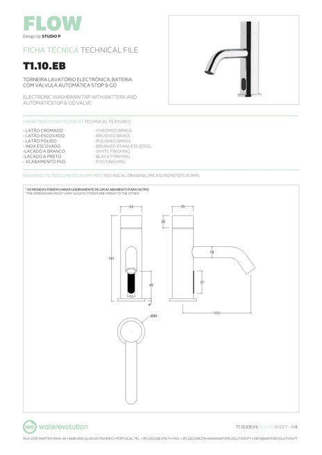 FLOW T1.10E | Washbasin tap Flow Collection By Waterevolution