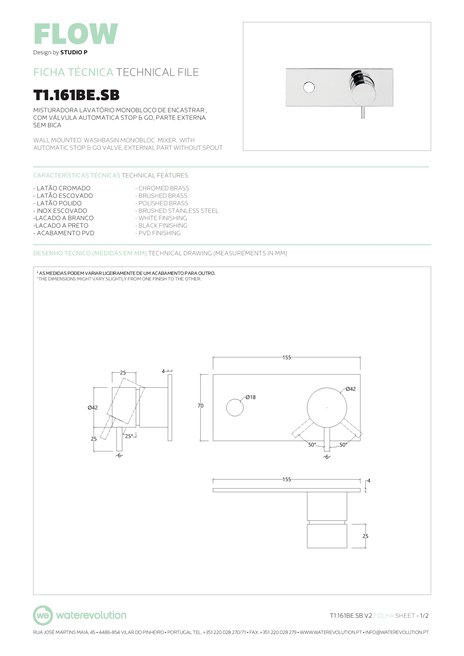 FLOW T1.161B | Torneira para lavatório Torneira para lavatório de latão cromado By ...