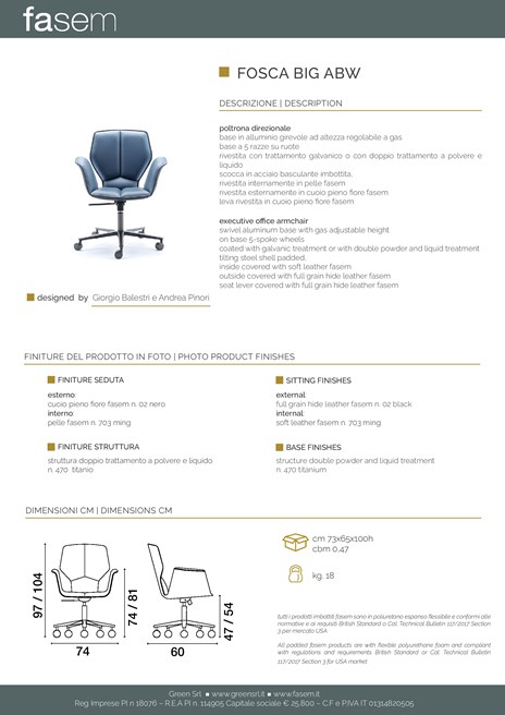 FOSCA BIG | 办公椅 By fasem 设计师Giorgio Balestri, Andrea Pinori