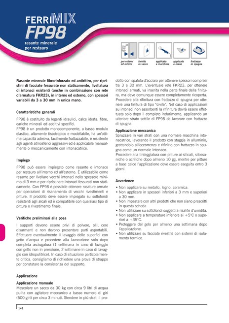 Rasante universale fibrorinfrozato per restauro e ripristino FP98 - Ferrimix - Edilportale