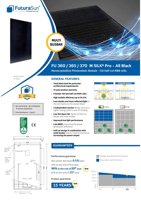 SILK® PRO ALL BLACK Módulo fotovoltaico Monocristalino By FuturaSun