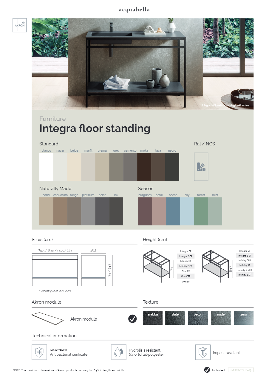 INTEGRA Freestanding washbasin unit in Akron © and metal By Acquabella