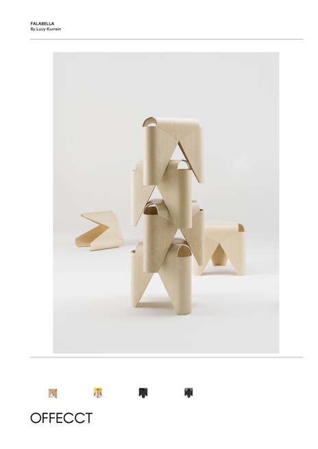 FALABELLA Low wood veneer and fabric stool By Offecct | design Lucy Kurrein