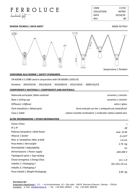 URBAN Adjustable ceramic chandelier By FERROLUCE